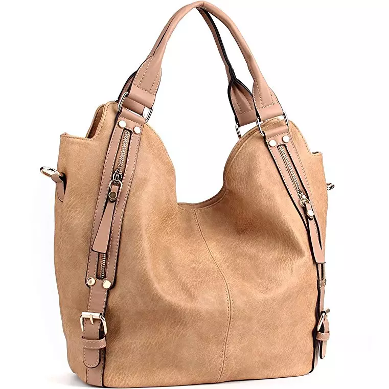 tas online pangalusna jual handbags Amazon sahandapeun $60 faux kulit tan badag