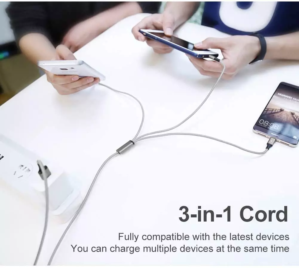 souina charging cable, may nakasulat na text: 3-in-1 cord