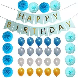3 gab zils dzimšanas dienas svinību dekorēšanas komplekts
