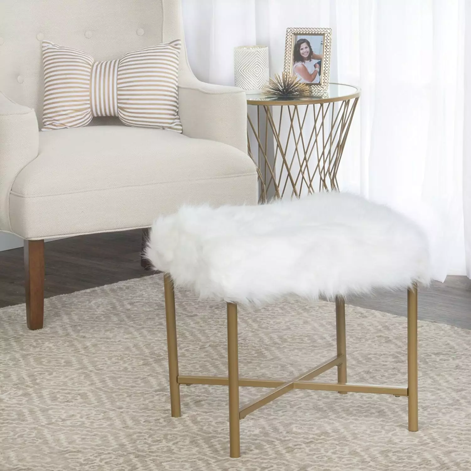 i-homepop faux fur stool
