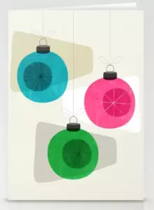 Retro Holiday Baubles Stationery Kaarte