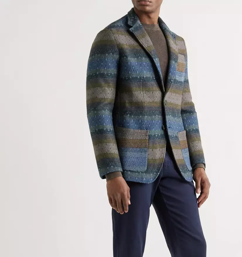 Etro Unstructured Wool-Blend Jacquard Blazer