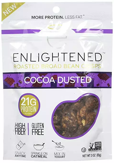 beste gezonde snacks alternatieven verlichte cacao bestrooid geroosterde tuinbonenchips m&ms