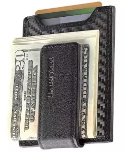 Сигурен тънък портфейл с щипка за пари от въглеродни влакна RFID EDC държач за карта