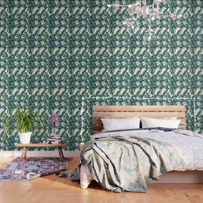 peel and stick wallpaper society6 foglie di palma tropicali rimovibili classiche