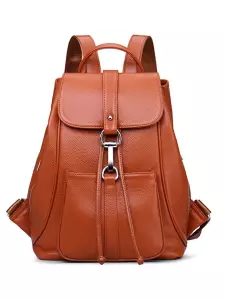 Brown Leather Backpack Snap