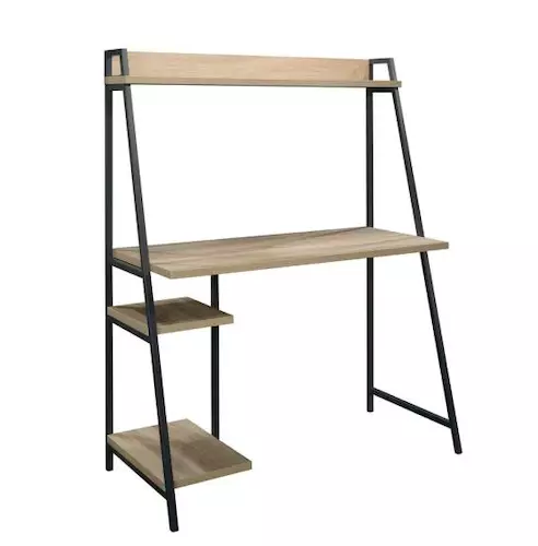 I-SAUDER Rectangular Charter Oak Ladder Desk ene-Hutch
