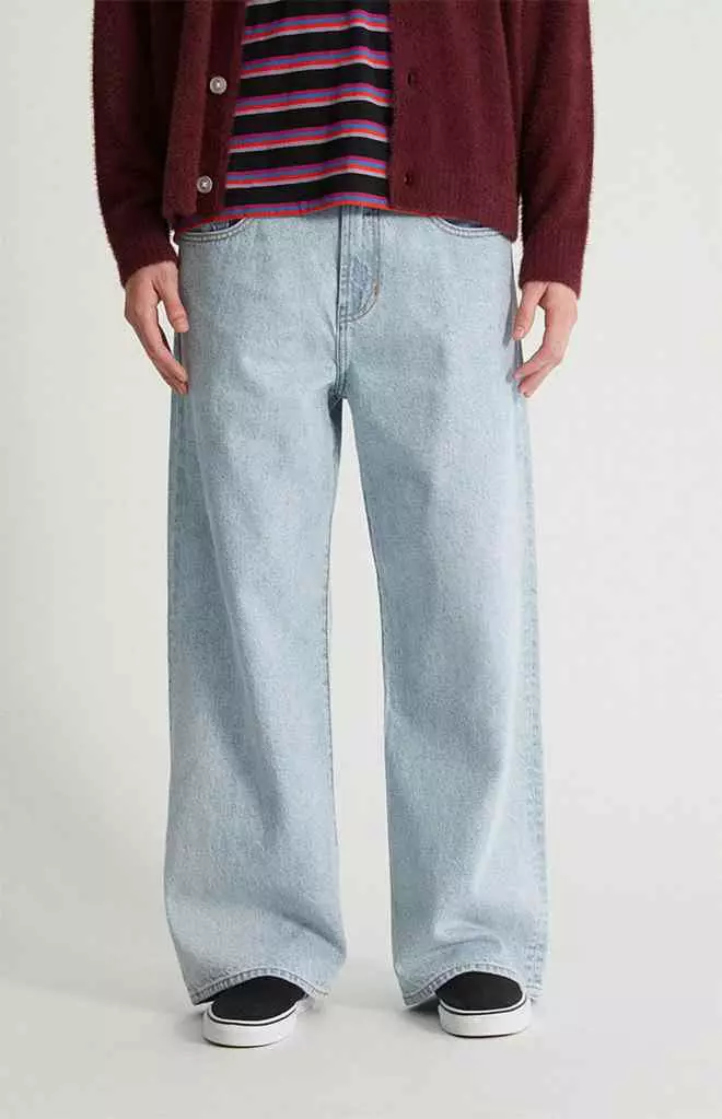 seluar jeans pencuci ringan lelaki, Seluar Jeans Baggy Extreme Indigo Sederhana Eco