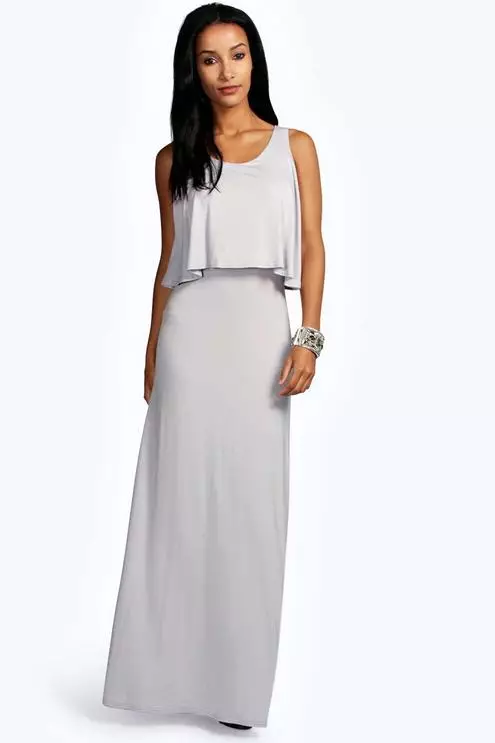 Maxi suknelės geriausios iki 35 vasaros boohoo dvigubo sluoksnio baltas kremas