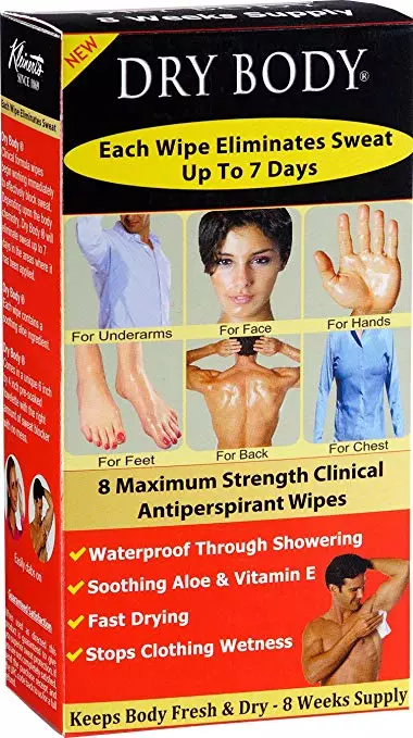 matsoho a fufuleloang maotong a hyperhidrosis over-the-counter treatments Kleinerts Dry Body Antiperspirant Wipes