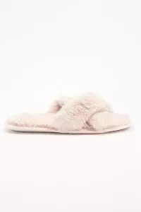 Pou tout tan 21 Faux Fur Crisscross Slides