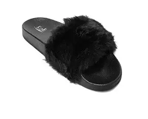 කාලි පාවහන් කාන්තා Flip Flop Faux Fur