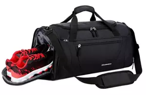 Black Gym Bag Shoe Kompaktimenti