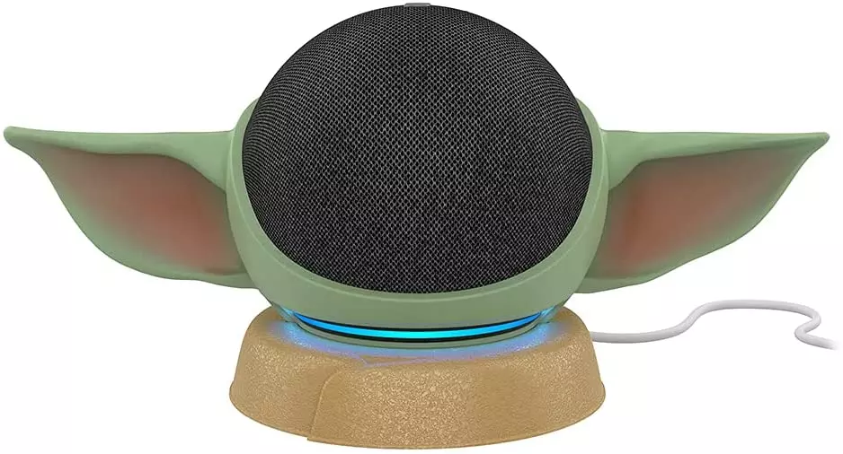 Толығымен жаңа Echo Dot (4-ші буын) көмірі, барлығы жаңа, Amazon үшін жасалған, The Mandalorian Baby Grogu бейнелері