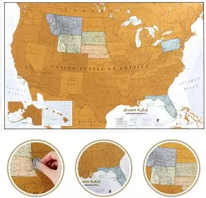 Maps International Scratch Off Map Of The US、妻への最高の贈り物
