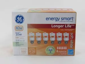 GE Lighting 68510 Energy Smart CFL 10 vat (zevendesim 40 vat) Llamba 580 lumen me baze mesatare, 6 pako