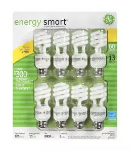 GE 13-Watt Energy Smart Fluorescent Teeb, 8 Pob, 60 Watt Hloov