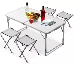 Tavolo da pranzo per feste da picnic portatile pieghevole in alluminio Yaheetech