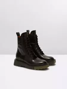 Off-White Leather Sponge Laceup Boot, off white sneakers