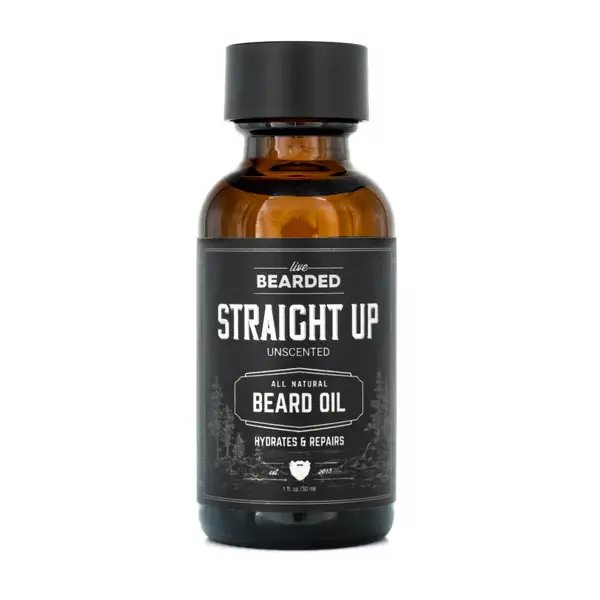 Live Bearded Straight Up Beard Oil; skeggolía vs smyrsl