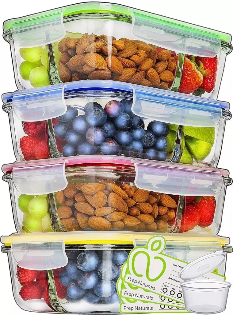 kotak bento untuk orang dewasa, Prep Naturals Glass Meal Prep Containers