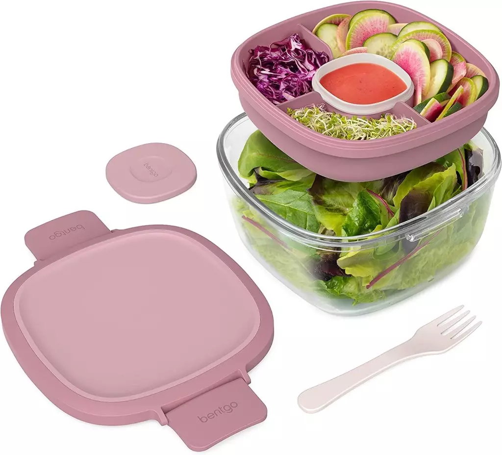 ກ່ອງ bento ສໍາລັບຜູ້ໃຫຍ່, Bentgo® Glass Leak-Proof Salad Container