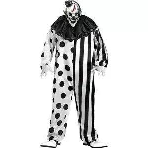 strašidelný černobílý kostým zabijáckého klauna