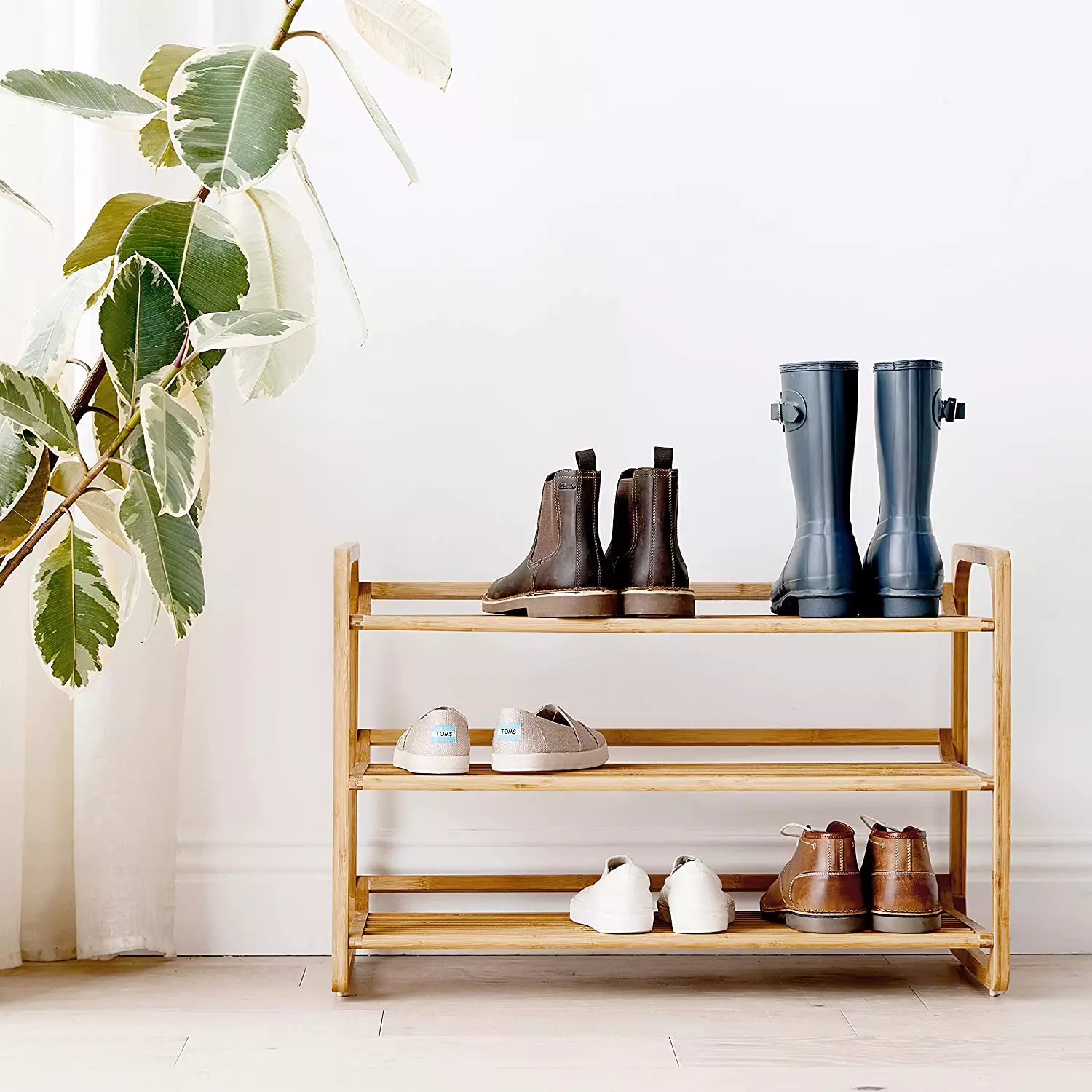 I-Honey-Can-Do Bamboo 3-Tier Shoe Shelf