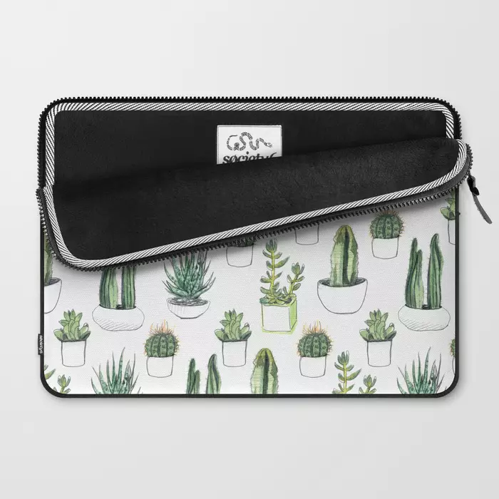 Watercolor Cacti and Succulent Laptop Sleeve by Vicky Webb