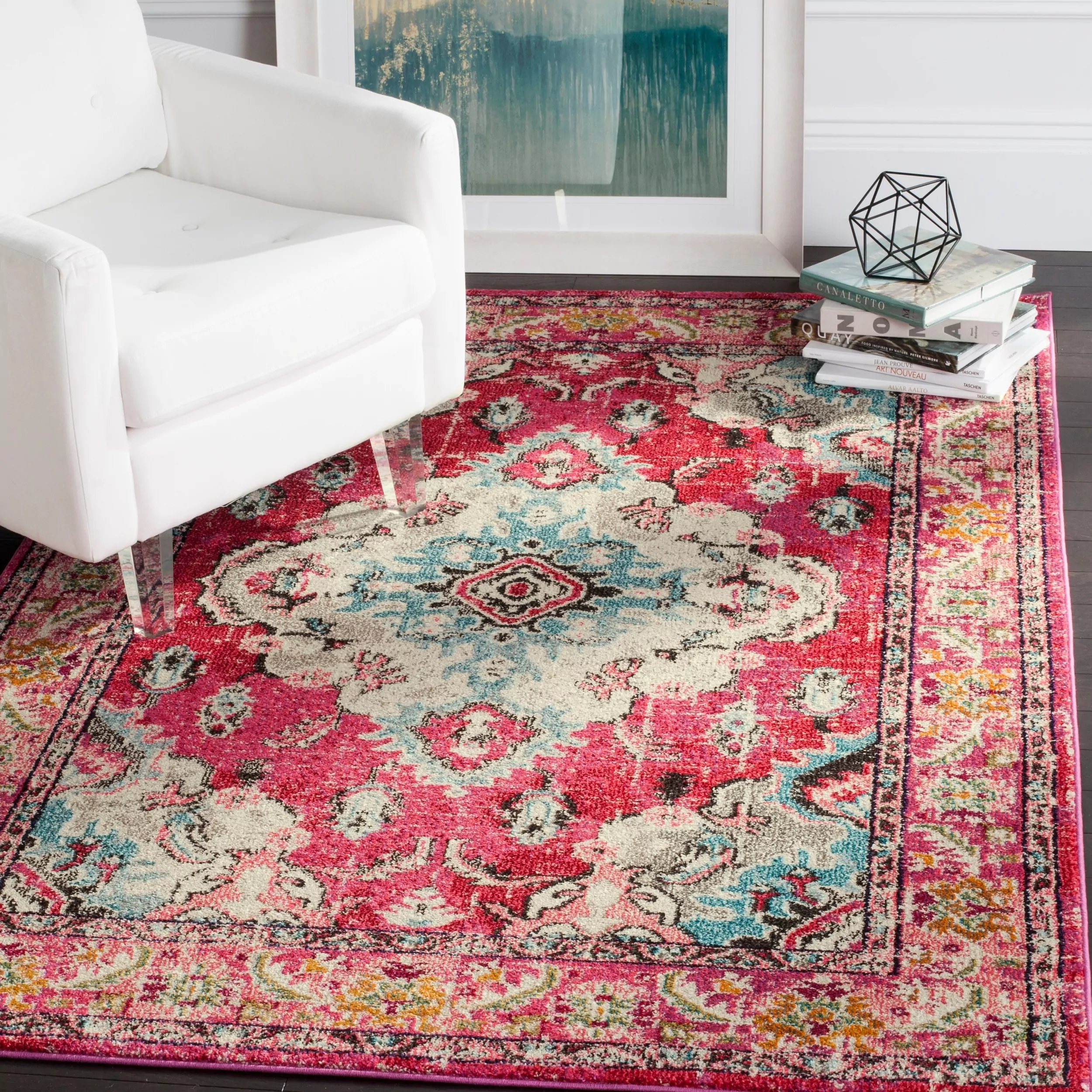 Вінтажні килими, найкращі в перському стилі, у продажу червоний синій рожевий сафавіє