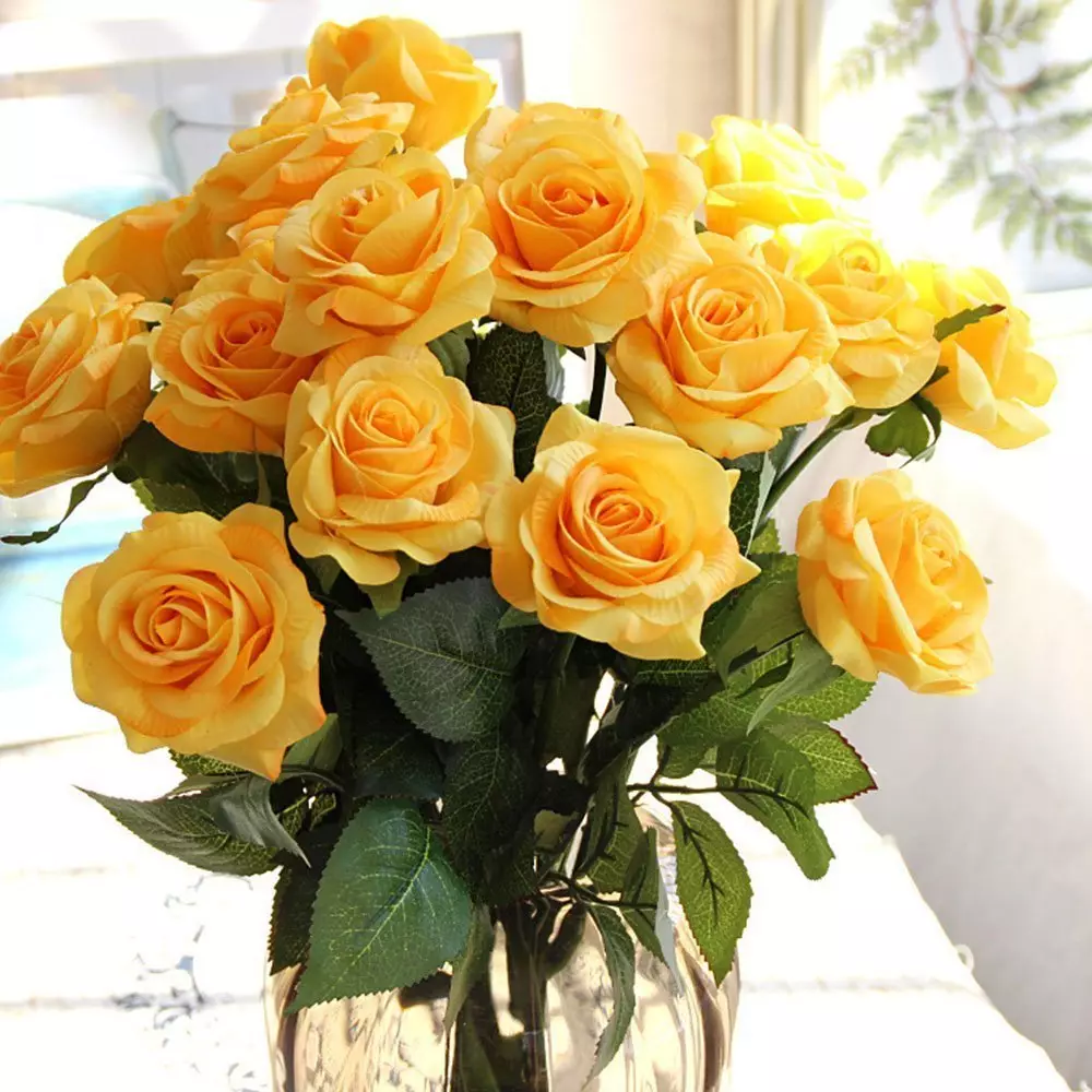 umělé květiny nejlepší aranžmá hedvábí falešné žluté růže