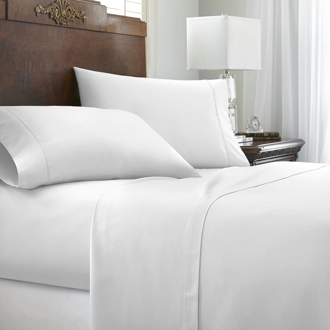 chevron white bed sheets