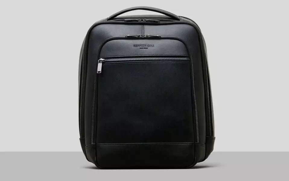 Saffiano چمڙي جي ڊبل ڪمپارٽمينٽ Backpack