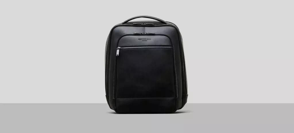 Saffiano چمڙي جي ڊبل ڪمپارٽمينٽ Backpack