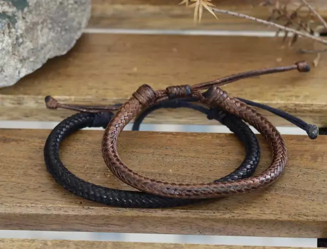 BORCHLACE verstelbare gevlochten PU lederen armband