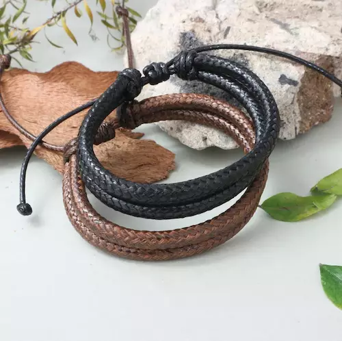 BORCHLACE verstelbare gevlochten PU lederen armband