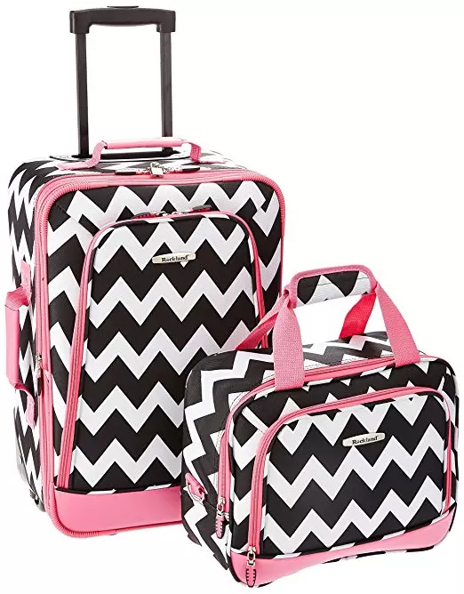 lyse bagage hvordan man aldrig mister kuffert pink chevron 2-delt sæt