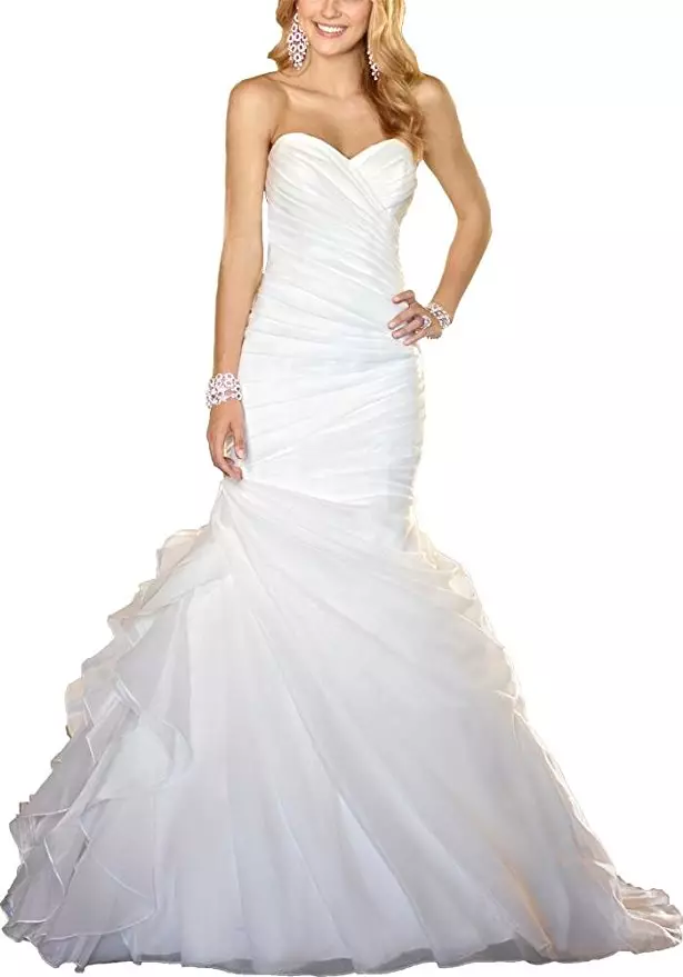 billige Brautkleider beste Brautkleider Amazon unter 200 $ geschichtete Meerjungfrau