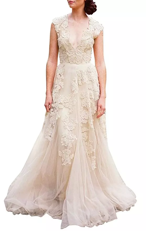 billige Brautkleider, beste Brautkleider Amazon unter 200 $ Vintage Flügelärmel