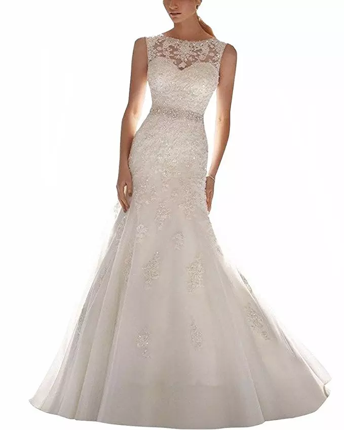 dresses wedding ລາຄາຖືກທີ່ດີທີ່ສຸດຊຸດເຈົ້າສາວ amazon ພາຍໃຕ້ $200 lace mermaid