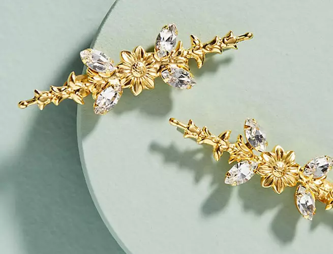 Anthropologie Meadows Crystal Bobby Pin Set