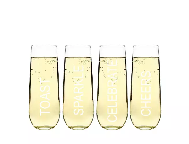 Pituduh nenjo: 6 Gelas Champagne Stemless mun Cheers Pikeun 12571_5