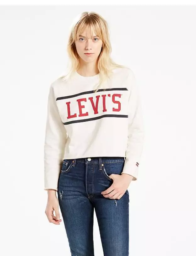 levis ໂລໂກ້ sweatshirt ດິບ hem