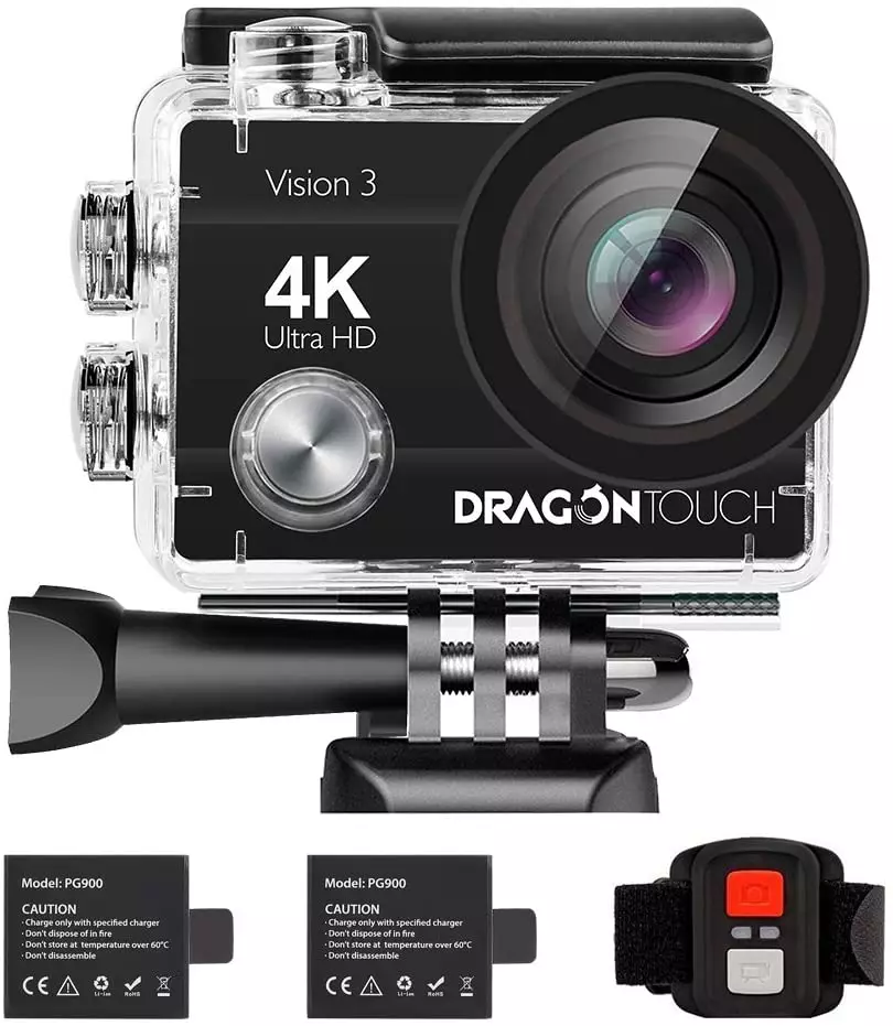 A câmera de ação Dragon Touch 4K.