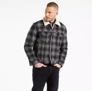 Jaket Sherpa Plaid Pria Levi's