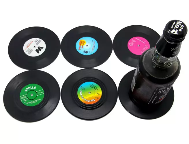 Vinyl Record Coasters Ṣeto ti 6