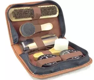Lihlahisoa tsa MARZ Deluxe Travel Leather Shoe Care Kit, 8 pc