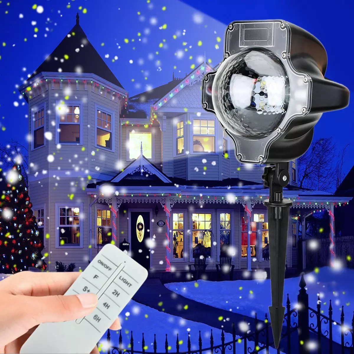 lauko kalėdinės lemputės unikalios švenčių sniego projektoriaus apšvietimo galimybės