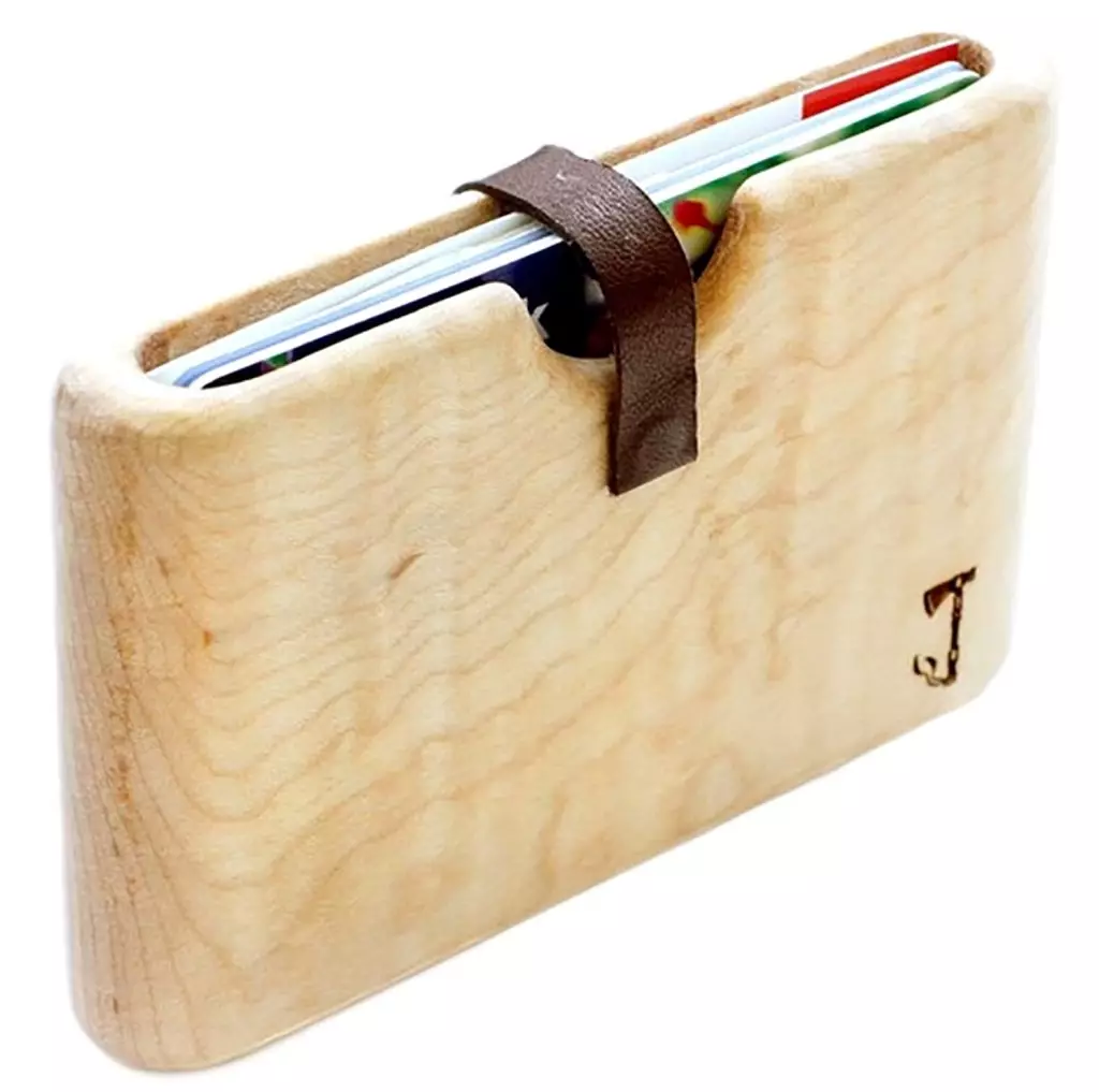 schmale Brieftasche aus Holz