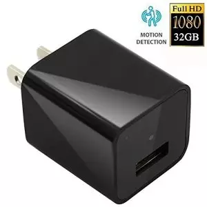 CAMAKT 1080P HD USB Mura Ŝargilo Kaŝita Spiona Fotilo / Infanistino Spiona Fotilo Adaptilo | 32GB Interna Memoro